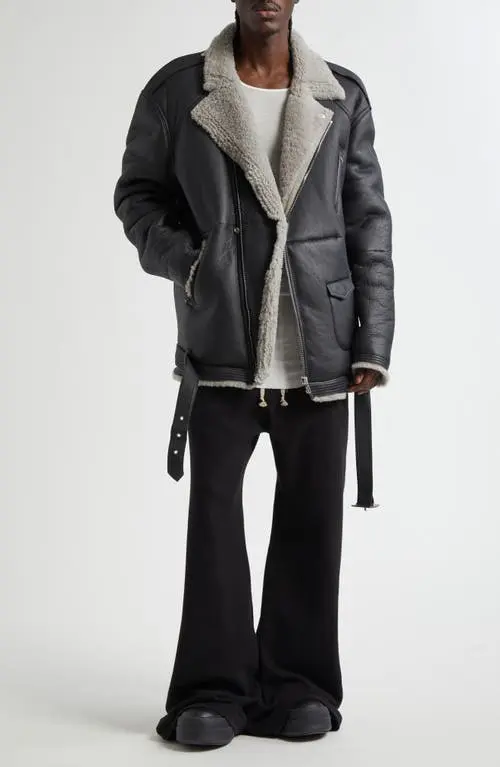 Rick Owens Jumbo Luke Stooges Leather Jacket In Black/ Pearl - 30